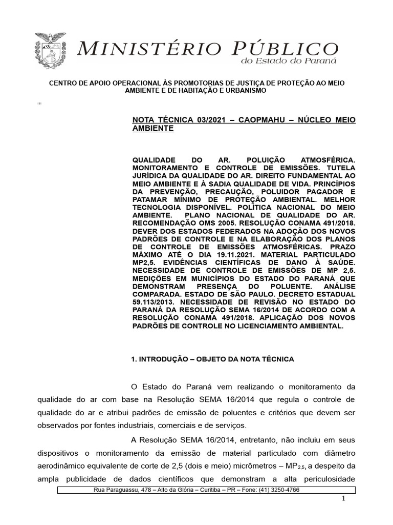 Nota Tecnica Caop Qualidade Ar Pdf