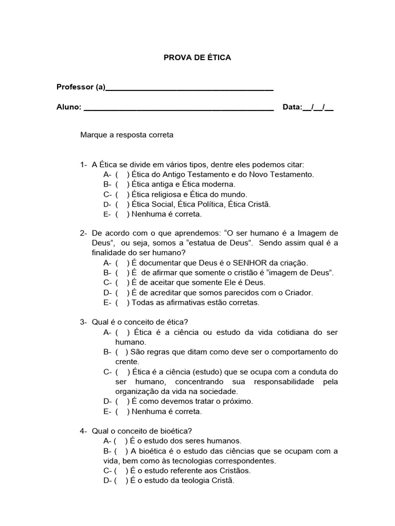 Prova de Ética 3 | PDF | Deus | Science