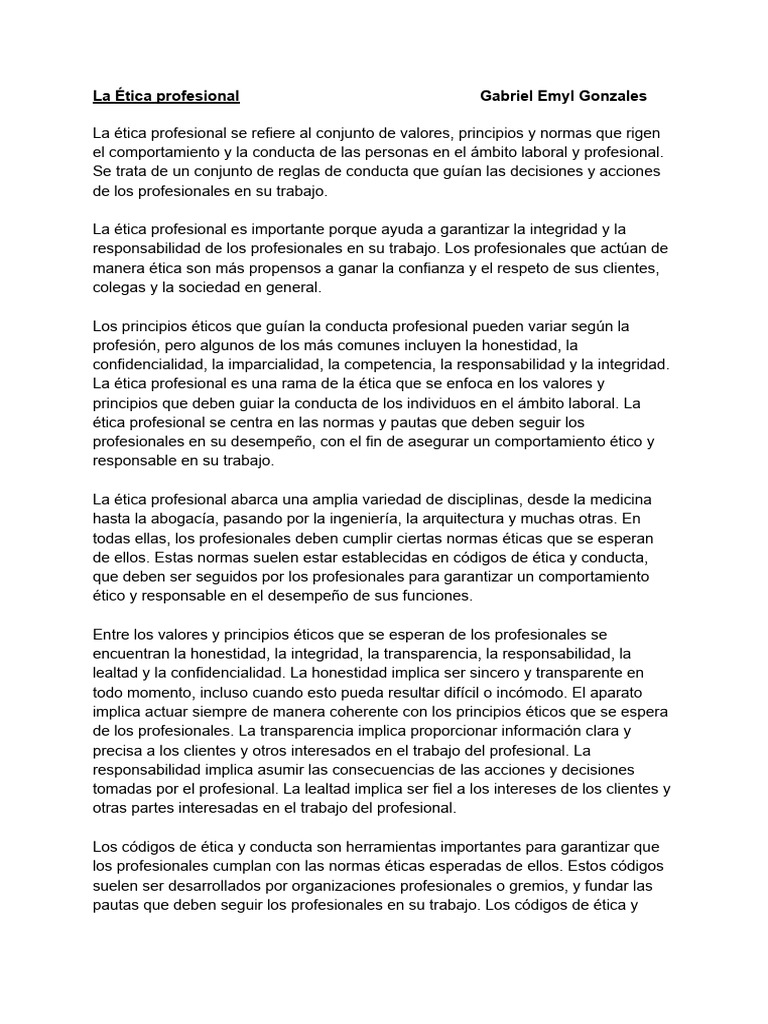 La Ética Profesional | PDF | Ética profesional | Comportamiento