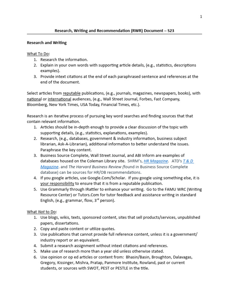 Research Writing Recommendation s23-1 | PDF | Citation | Apa Style