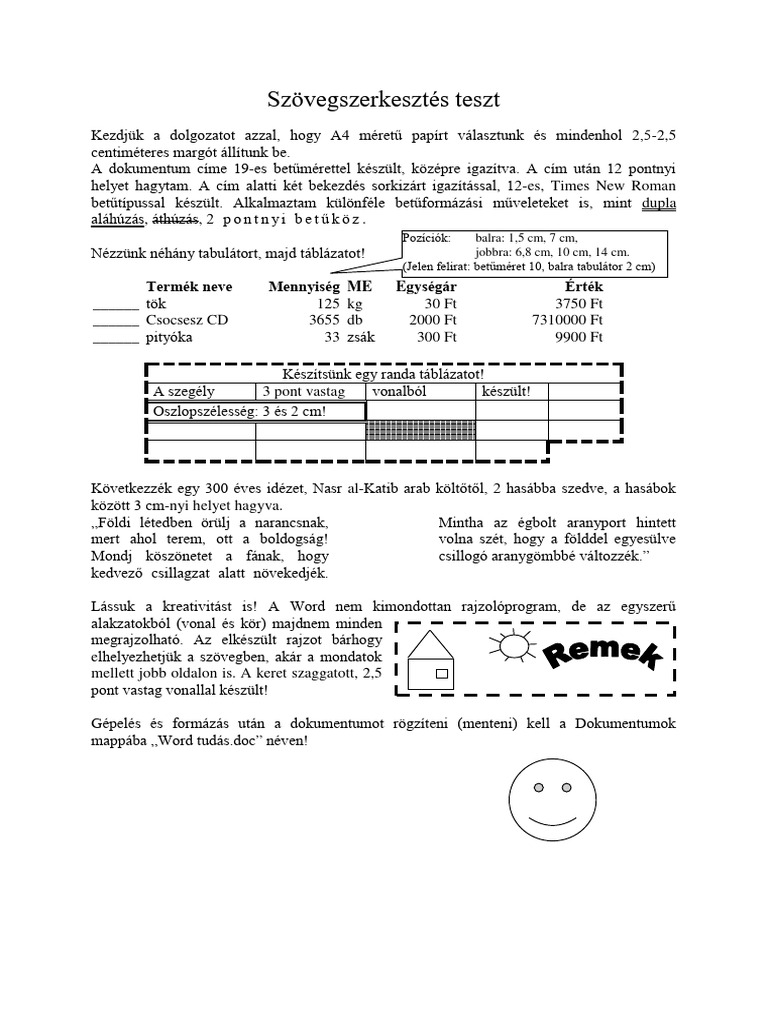 7.A Teszt - Minta | PDF
