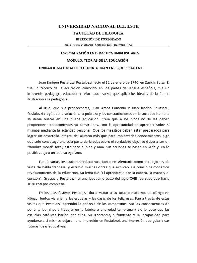 Unidad II Material 4 Pestalozzi | PDF