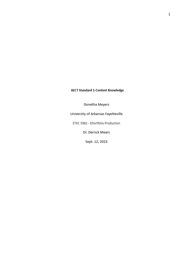 Aect Standard 1 Pdf Cognitive Science Behavior Modification