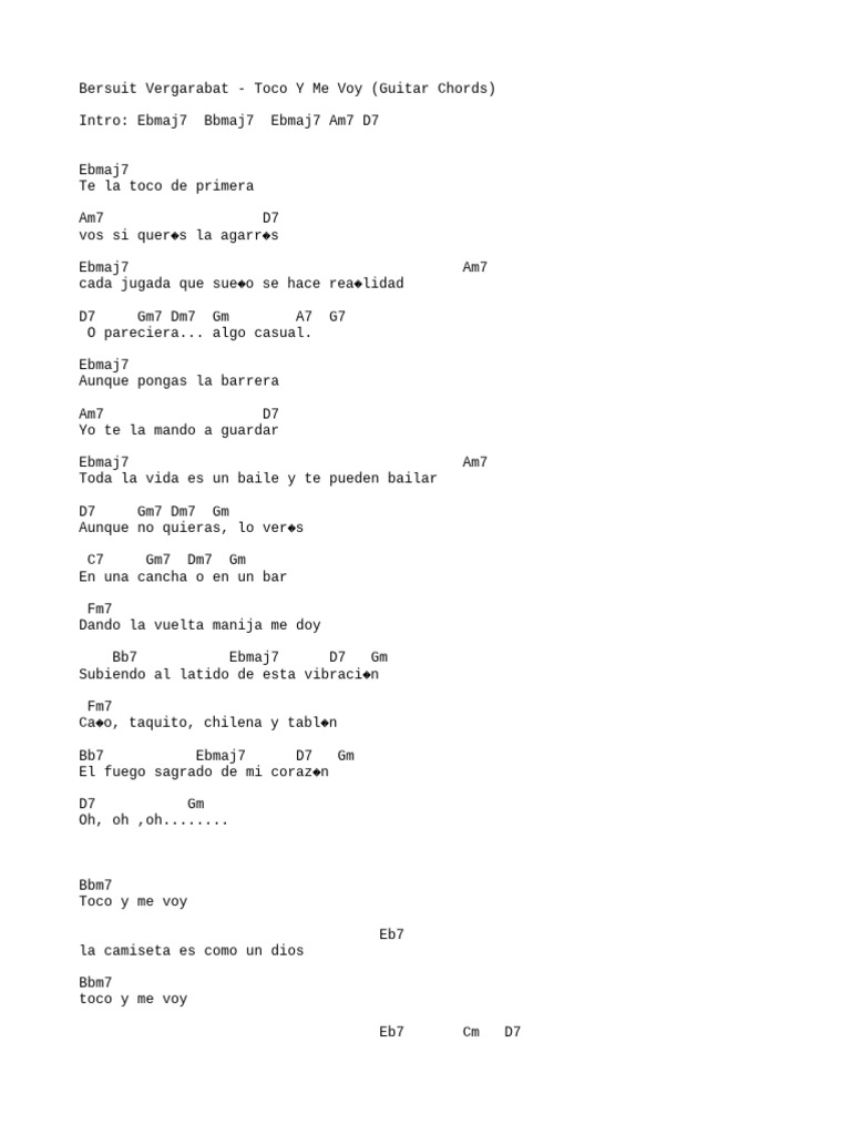 Acordes - Bersuit Vergarabat - Toco y Me Voy | PDF