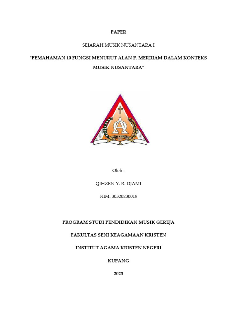 PAPER 10 Fungsi Musik Menurut Alan P. Marriam | PDF