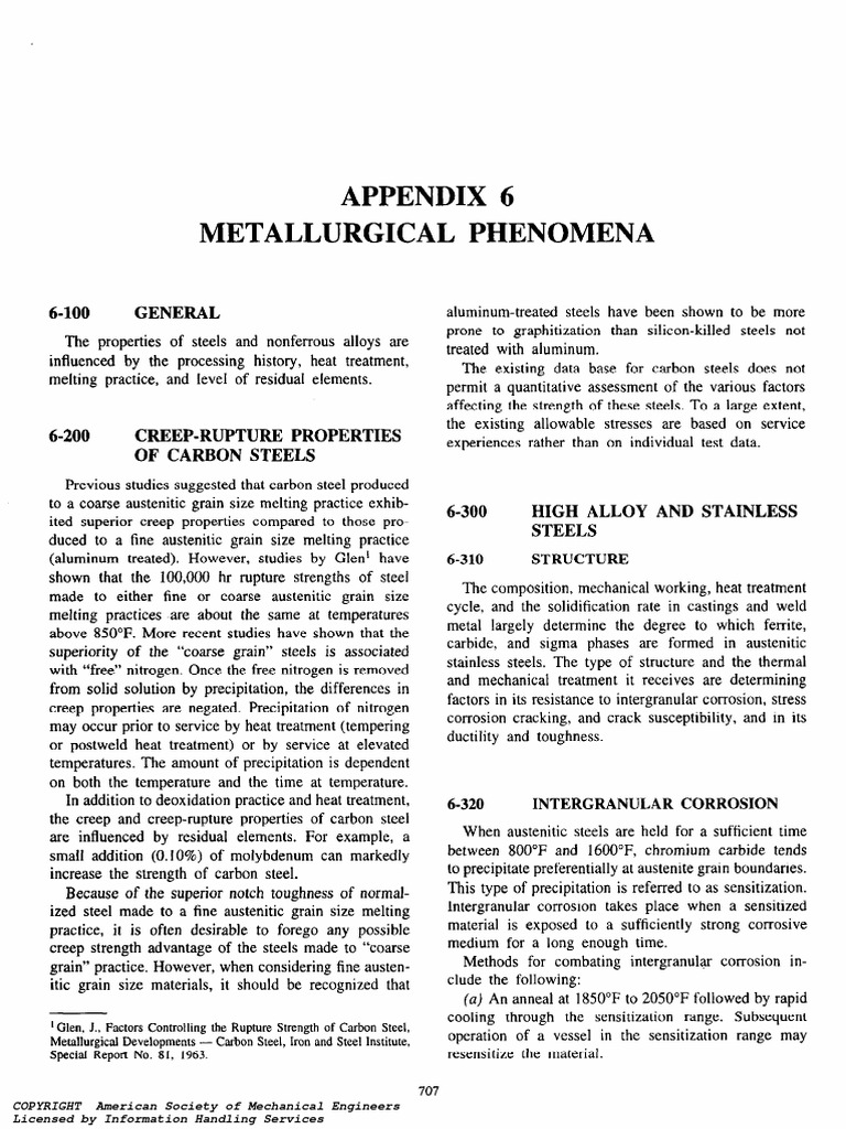 ASME Secc II D Appendix 6 Metallurgical Phenomena | PDF | Steel | Heat Treating