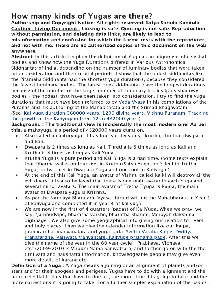 How Many Kinds of Yugas Are There? | PDF