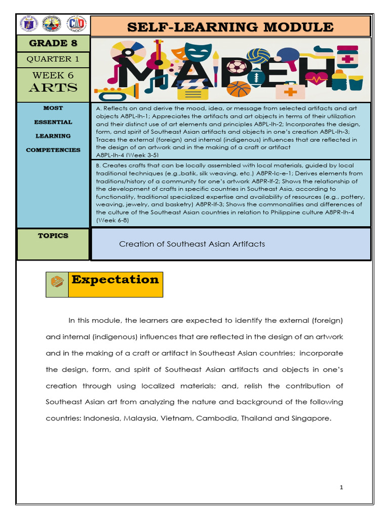 Mapeh 8 q1 Week 6-Arts | PDF