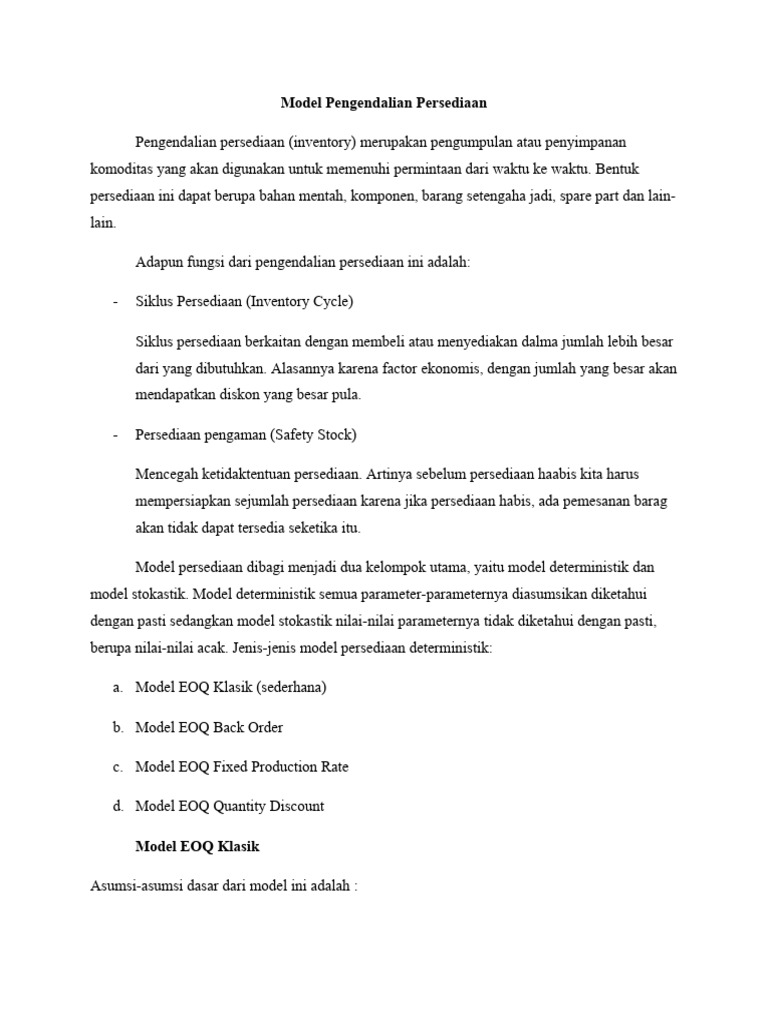 Model Pengendalian Persediaan | PDF