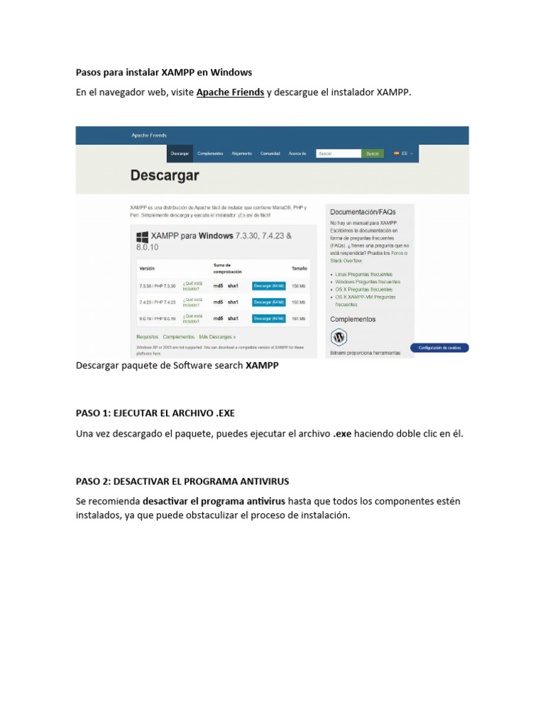 Paso A Paso para Instalar XAMPP | PDF | Redes | Internet y web