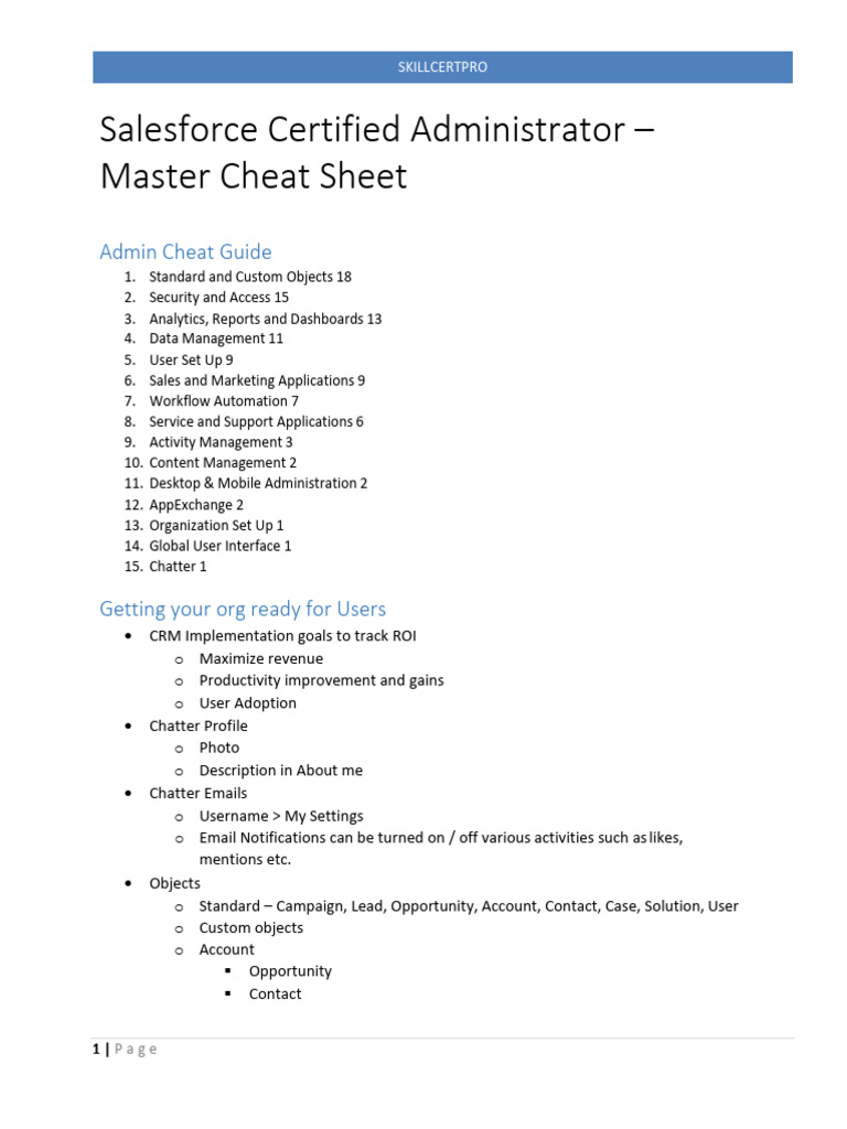 Salesforce Admin Cheat Sheet | PDF | Password | Computer File