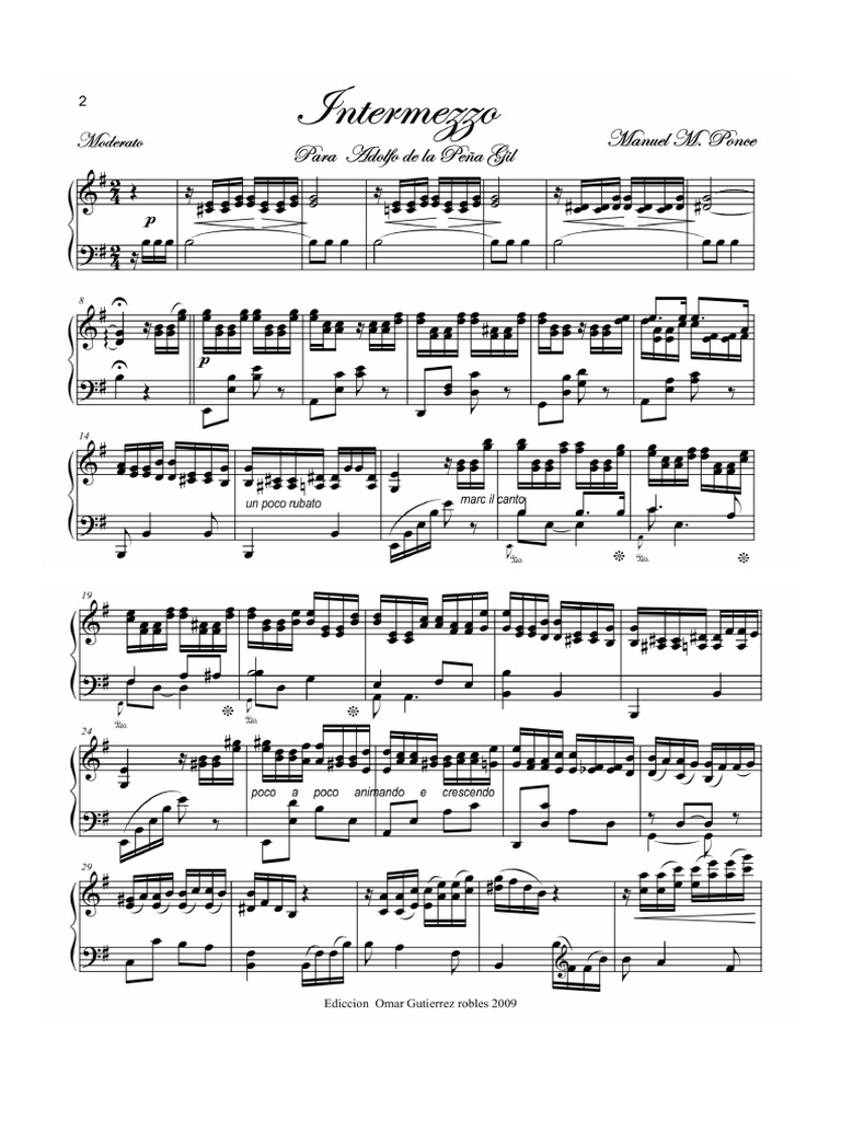 「无水印」Manuel Ponce - Intermezzo No.1 | PDF