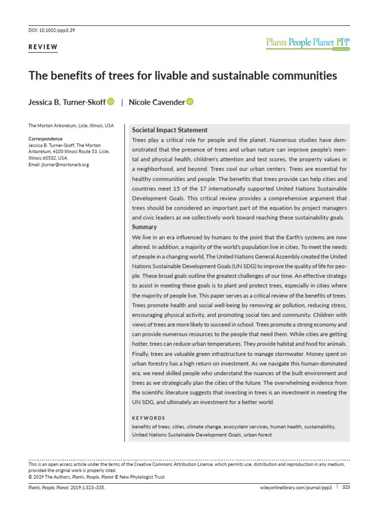 The Benefits of Trees For Livable and Sustainable | PDF ...