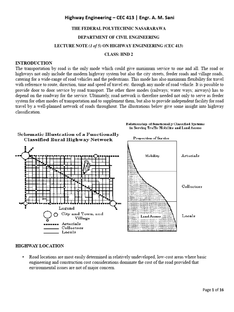 Cec 413 - Highway Eng | PDF | Road | Controlled Access Highway