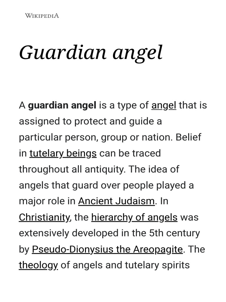 Guardian Angel - Wikipedia | PDF | Guardian Angel | Religious Belief ...