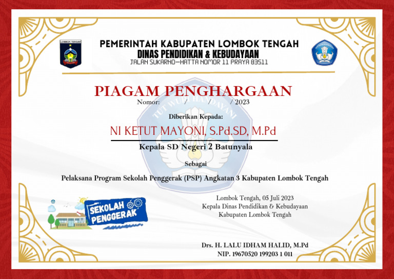 Piagam Penghargaan | PDF