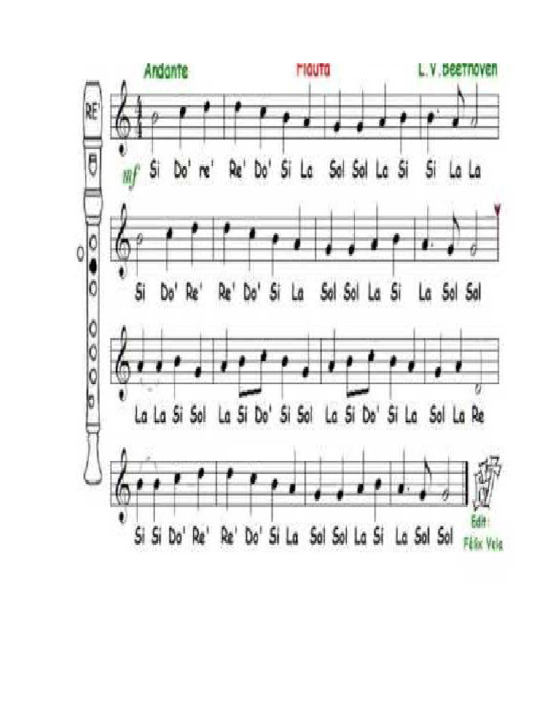 partitura himno a la alegría.flauta dulce. | PDF