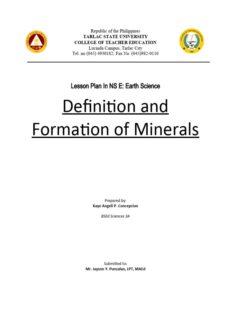 Definition and Formation of Minerals | PDF | Minerals | Crystal