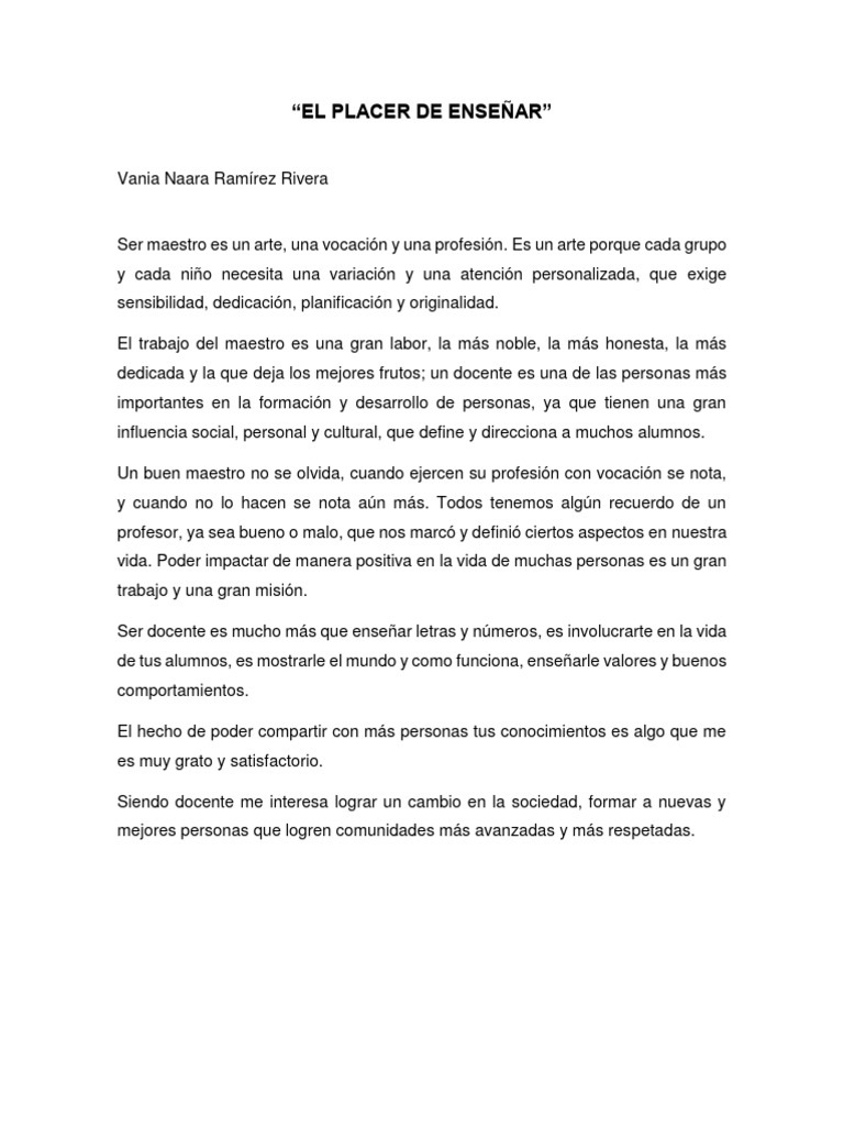 El Placer de Enseñar Vania Ramírez | PDF