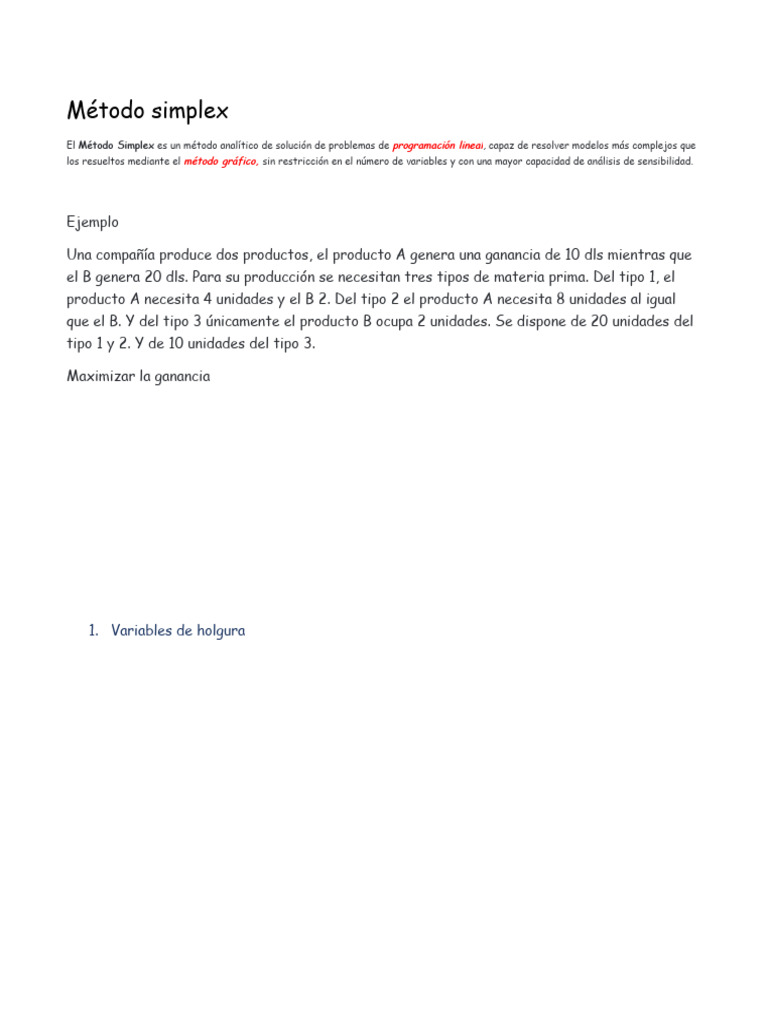 Método Simplex | PDF | Matemáticas Aplicadas