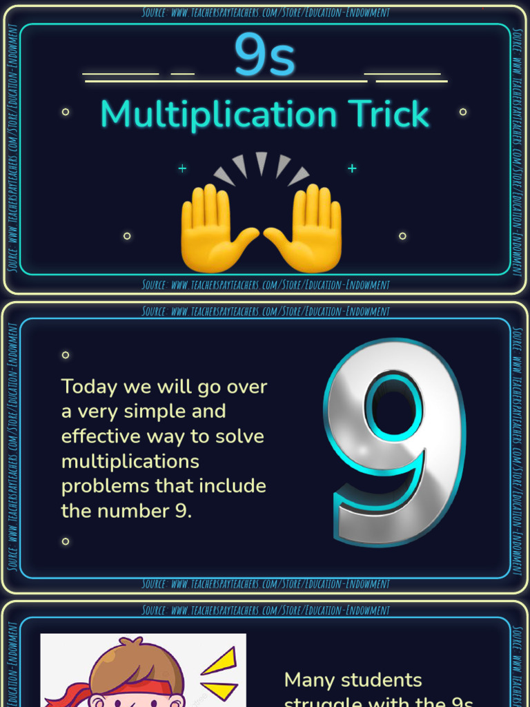 Finger Trick for Multiplying by 9 | PDF | Mathematics
