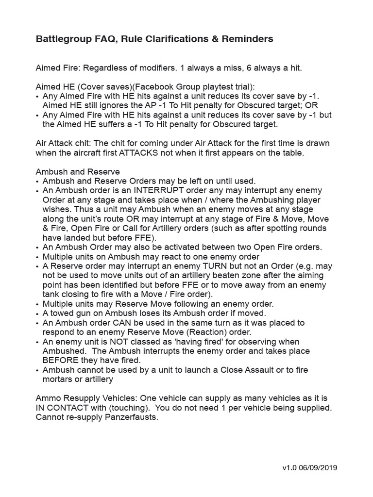 Battlegroup FAQ and Rule Clarifications v1.00 | PDF | Armoured Fighting ...