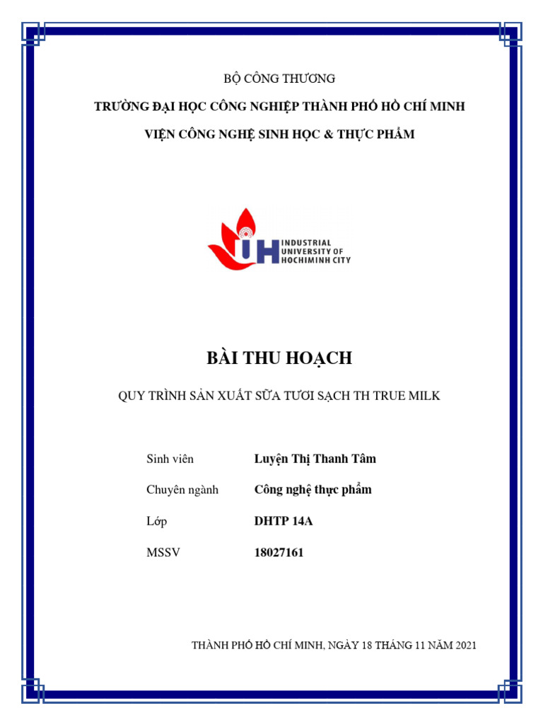 (123doc) - Quy-Trinh-San-Xuat-Sua-Tuoi-Sach-Th-True-Milk | PDF