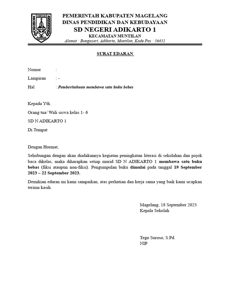 Surat Edaran Format 1 | PDF