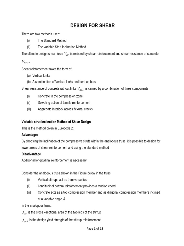 Design For Shear | PDF | Bending | Truss