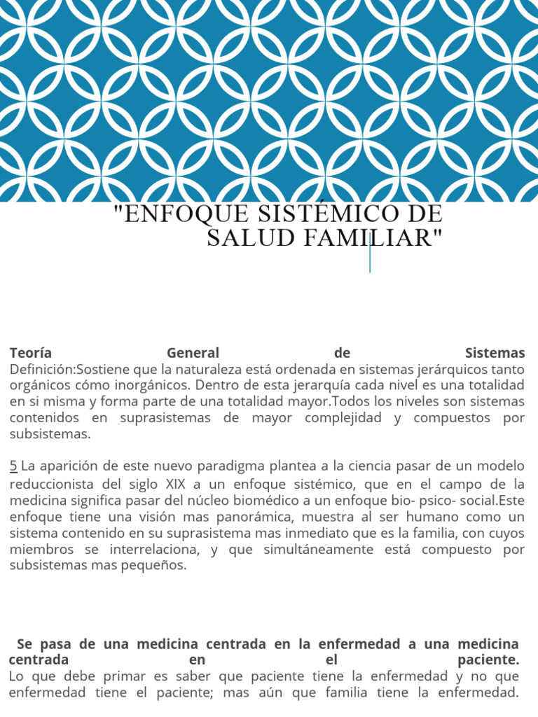 Salud Familiar: Enfoque Sistémico | PDF | Relaciones personales, crianza y desarrollo personal ...