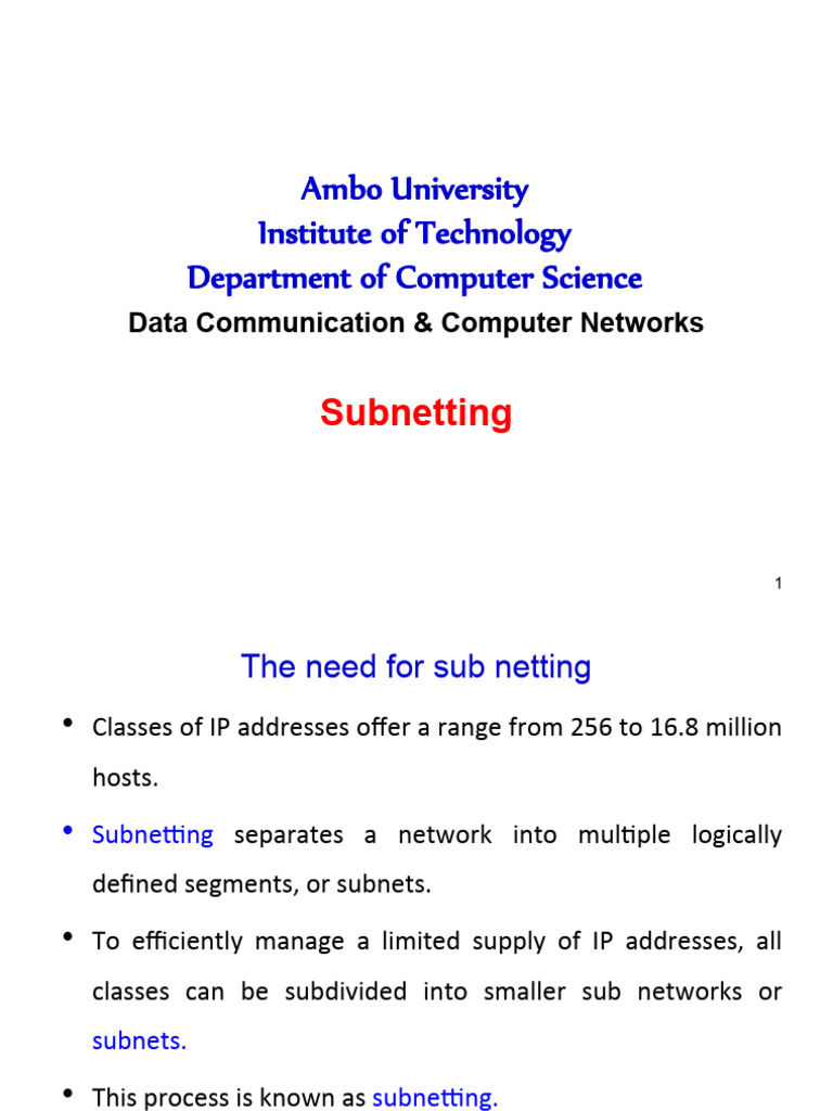 Chapter 6-21 Subnet | PDF | Computer Network | Computer Science