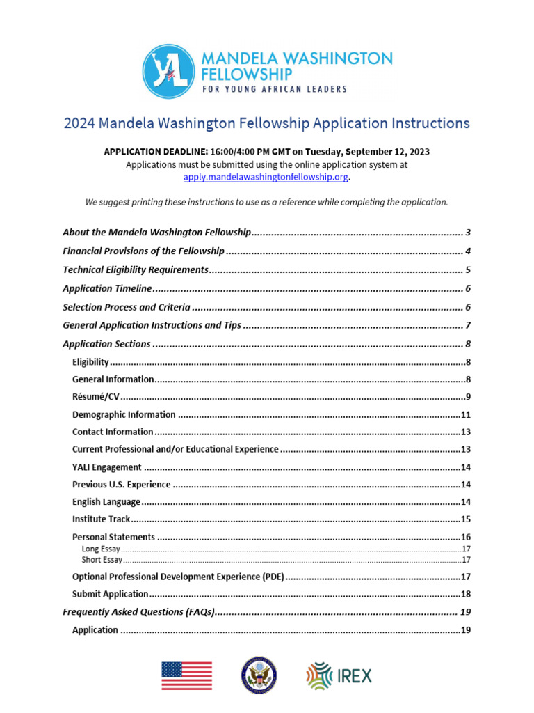 2024 Mandela Washington Fellowship Application Instructions FINAL | PDF | Lgbt | LGBTQIA+ Studies