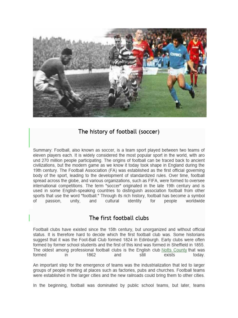 Brief History of Football (Soccer) | PDF | Sports & Recreation | Travel