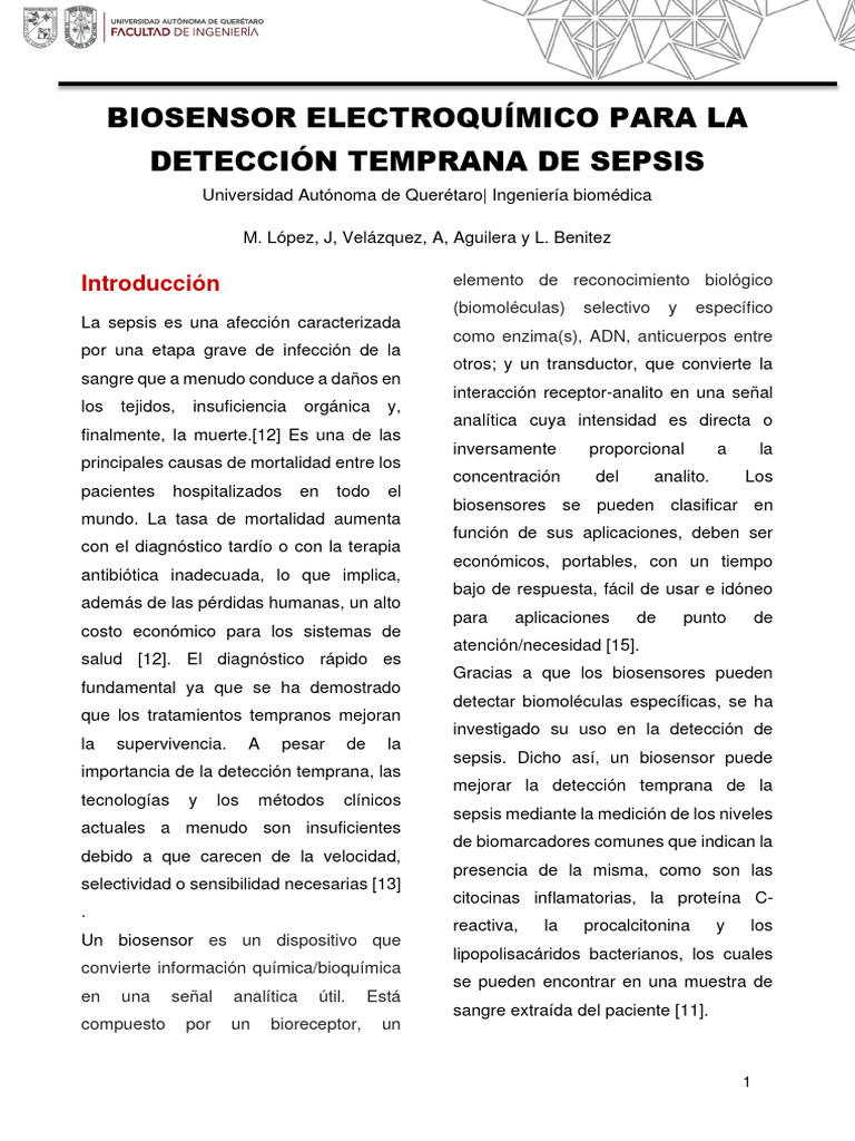Biosensor Electroquimico para La Detecci (On Temprana de Sepsis | PDF ...