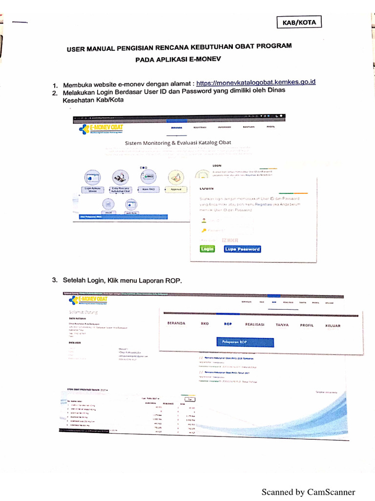 User Manual Pengisian RKO Program Pada Aplikasi Emonev | PDF