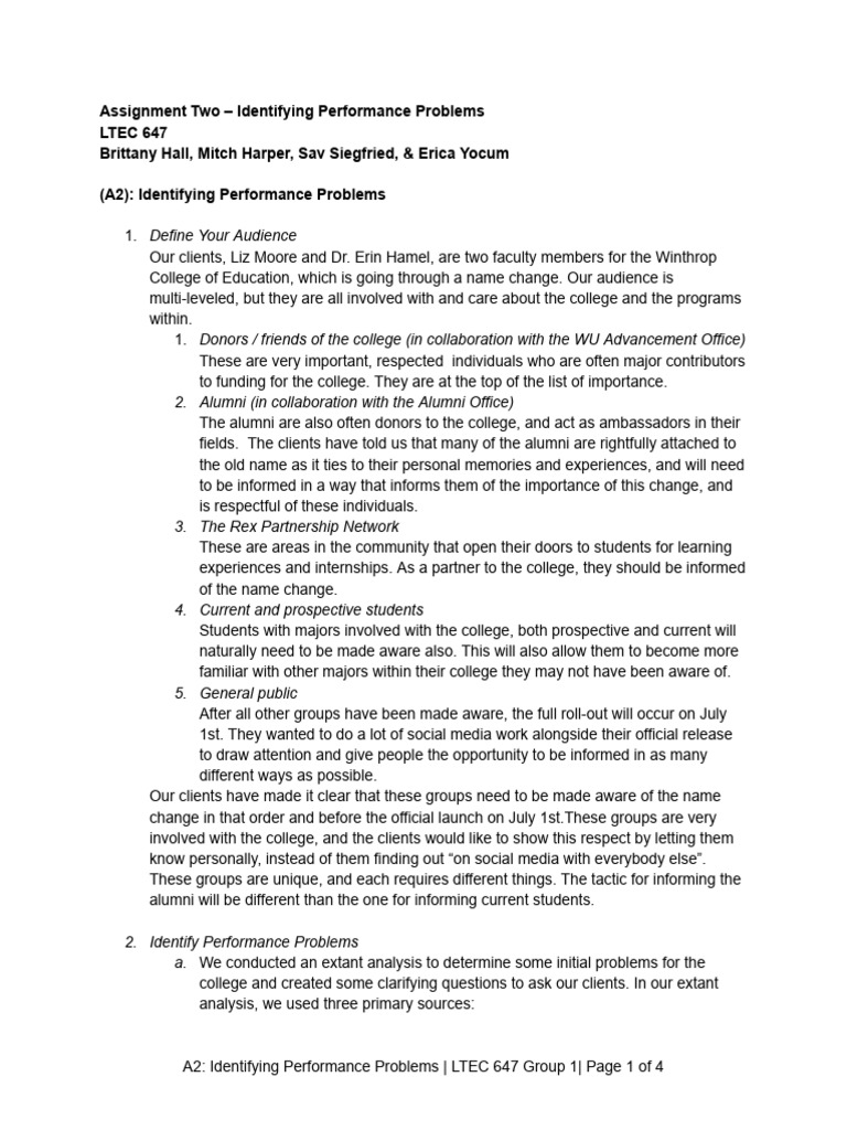 Final A2-Identifying Performance Problems | PDF