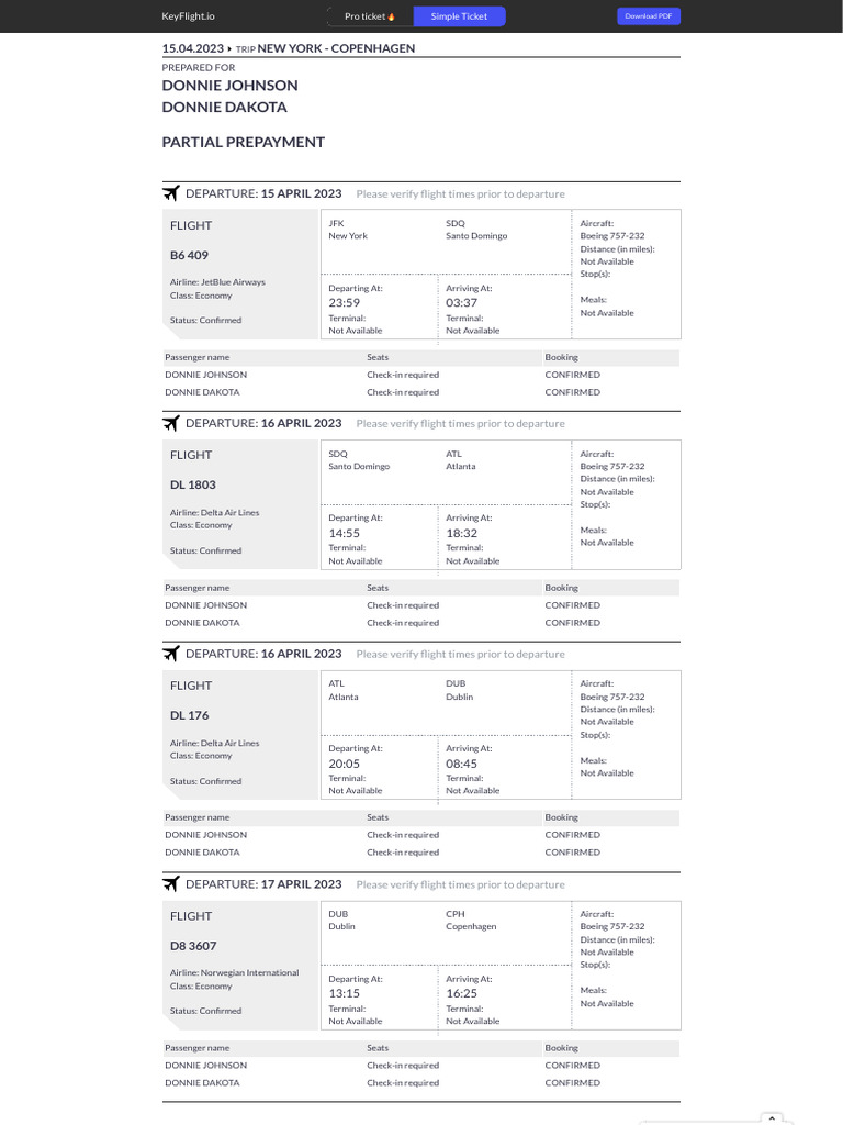 Flight Ticket Denmark | PDF