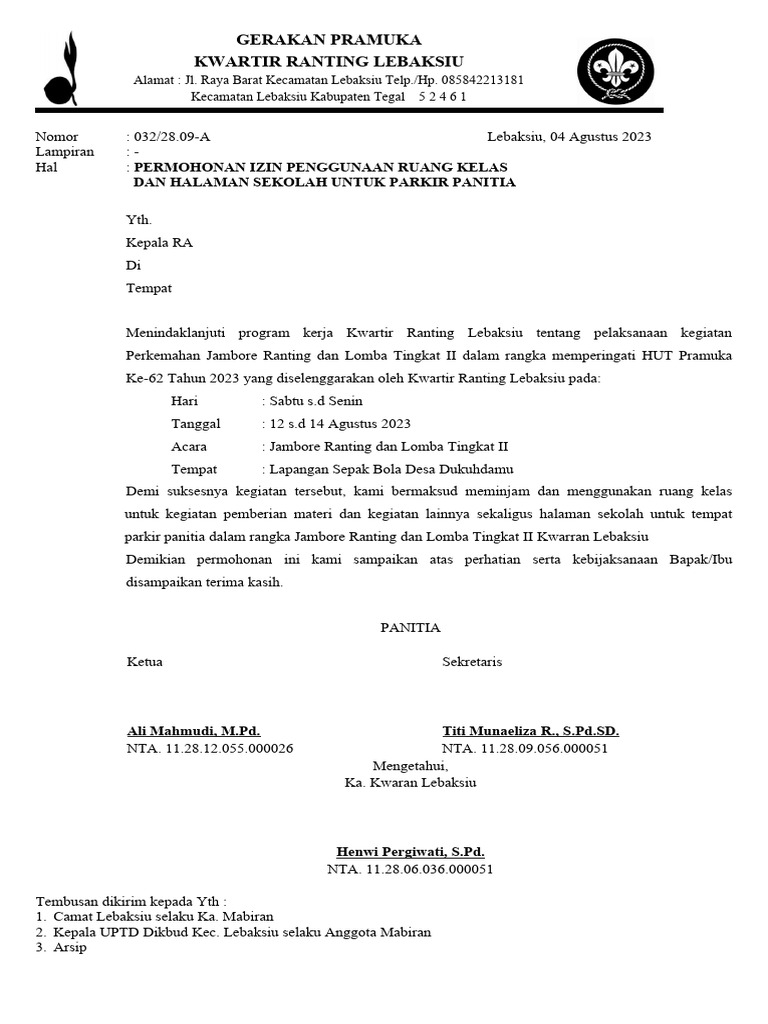 Surat Ijin Tempat | PDF
