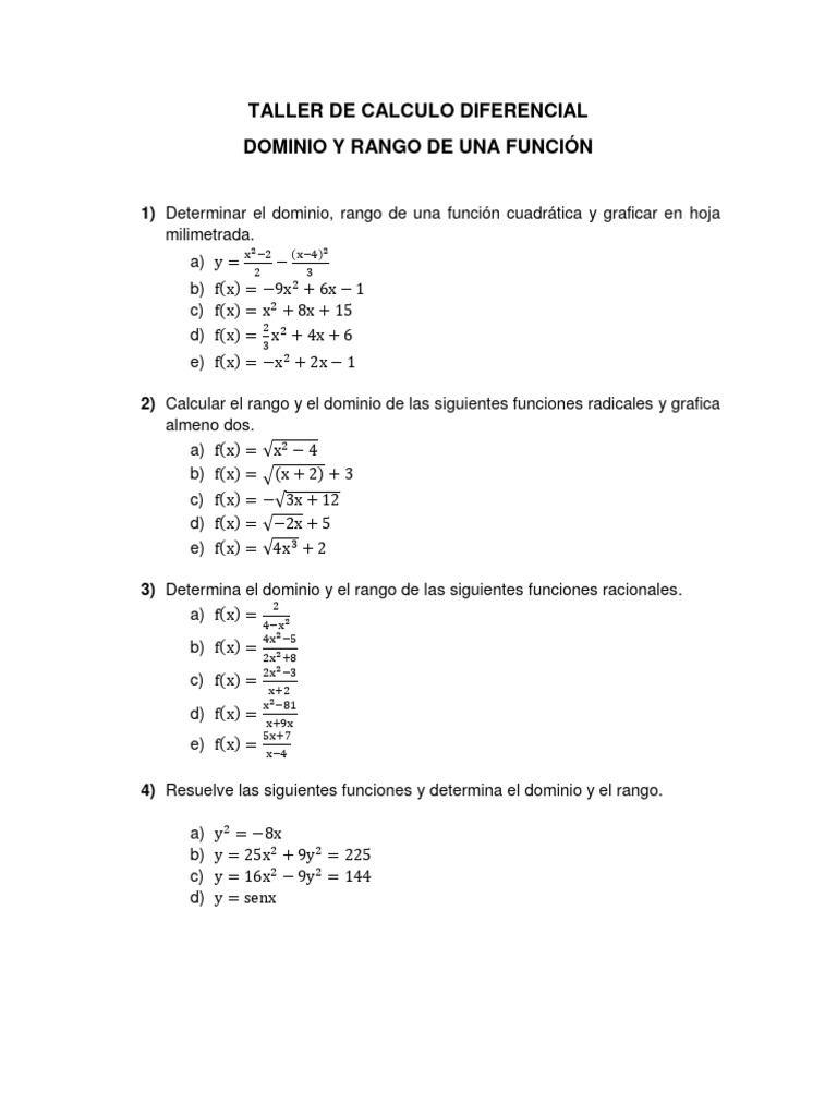Taller Domino y Rango de Una Función | PDF