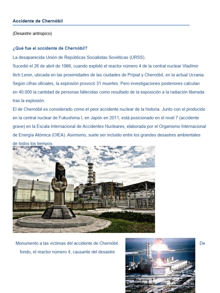 Accidente de Chernóbil | PDF | Desastre de Chernobyl | La energía nuclear