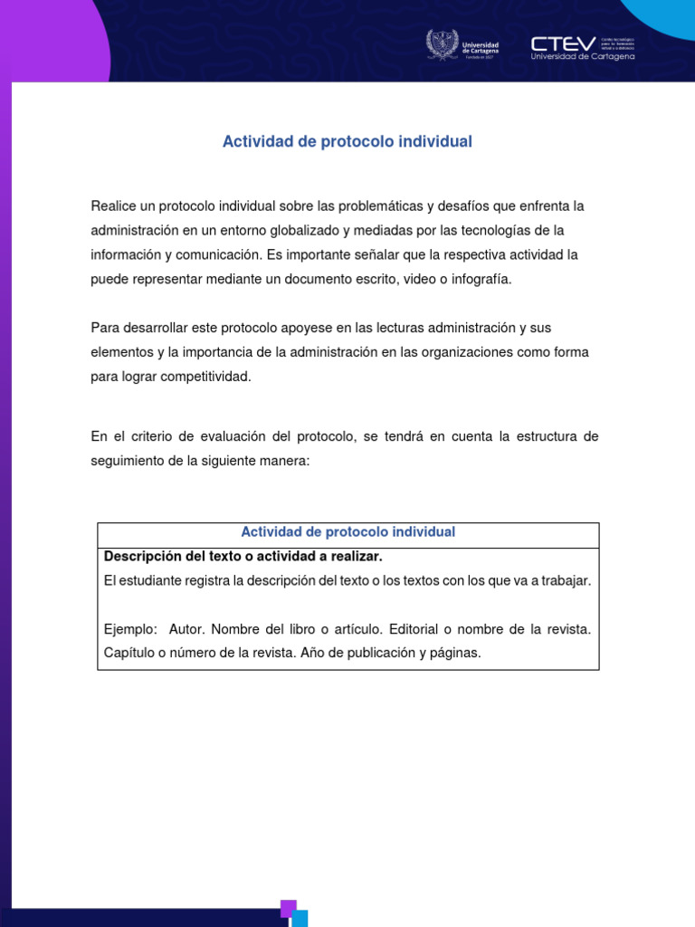 Protocolo Individual | Descargar gratis PDF | Bibliografía | Publicación