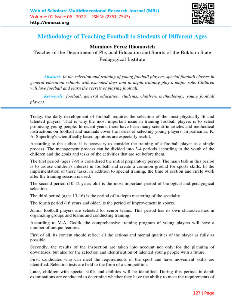 127-131 Methodology of Teaching Football To Students of Different Ages ...