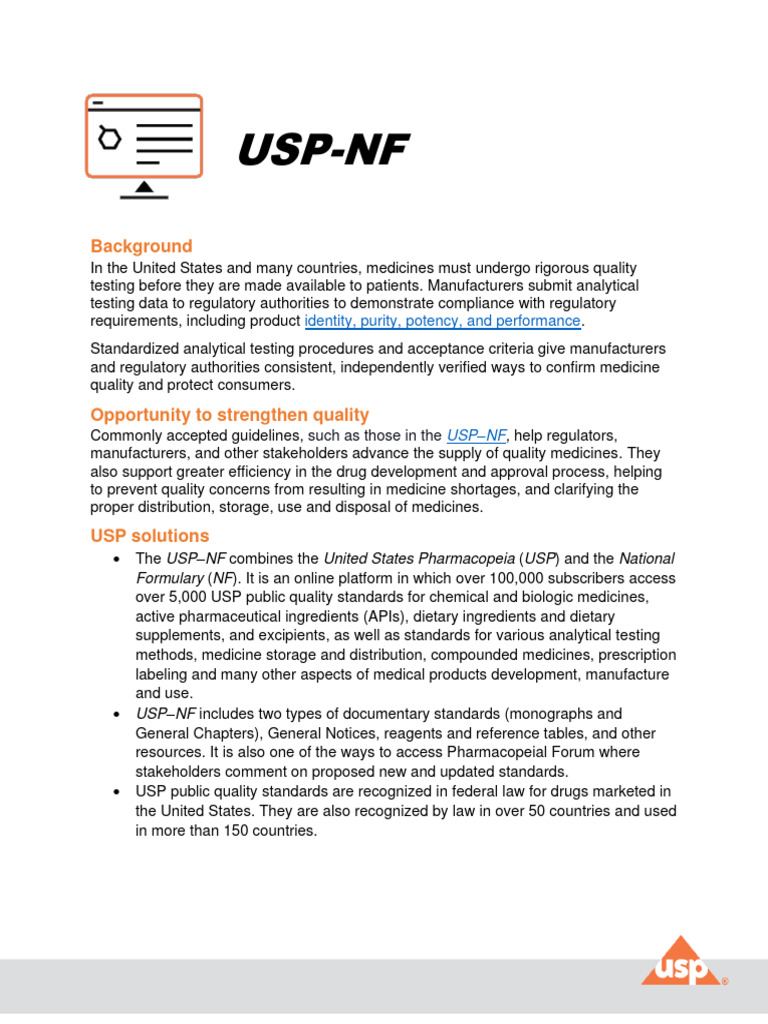 Usp NF Summary Final | PDF | Pharmacology | Pharmacy
