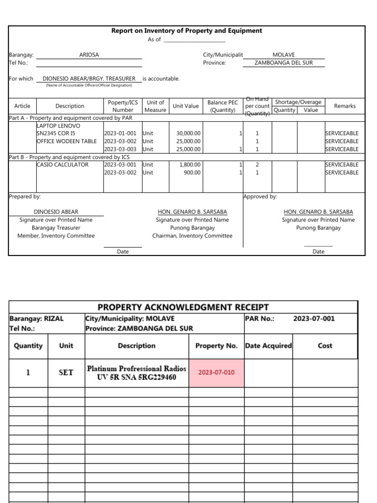 Inventory-Forms 2023 | PDF | Depreciation | Inventory