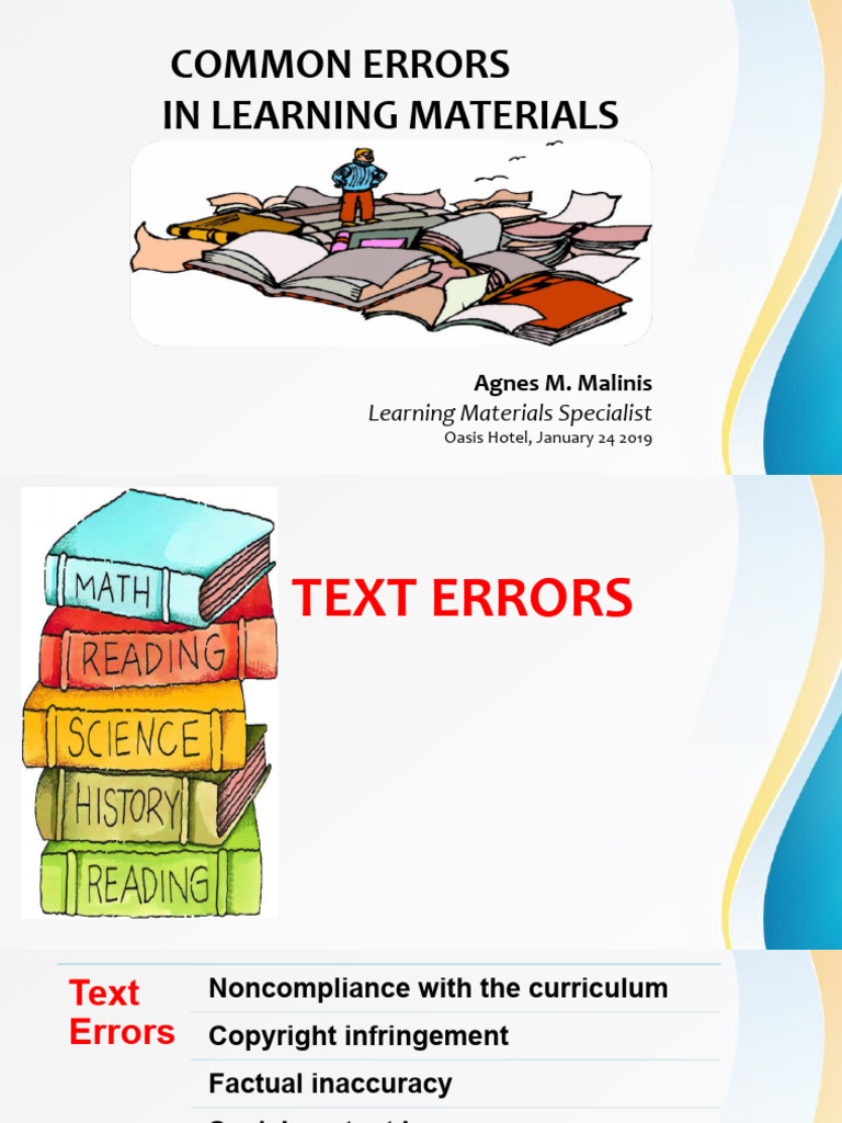 Common Errors in Learning Materials | PDF | Language Arts & Discipline