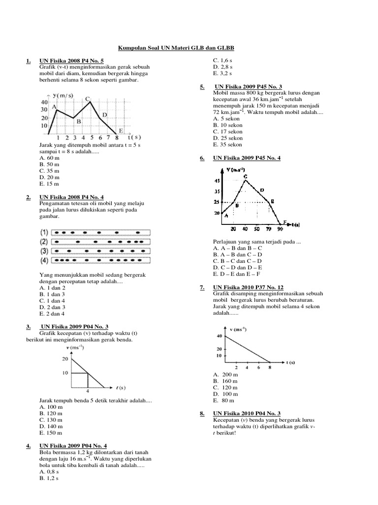 Kumpulan Soal GLB dan GLBB | PDF