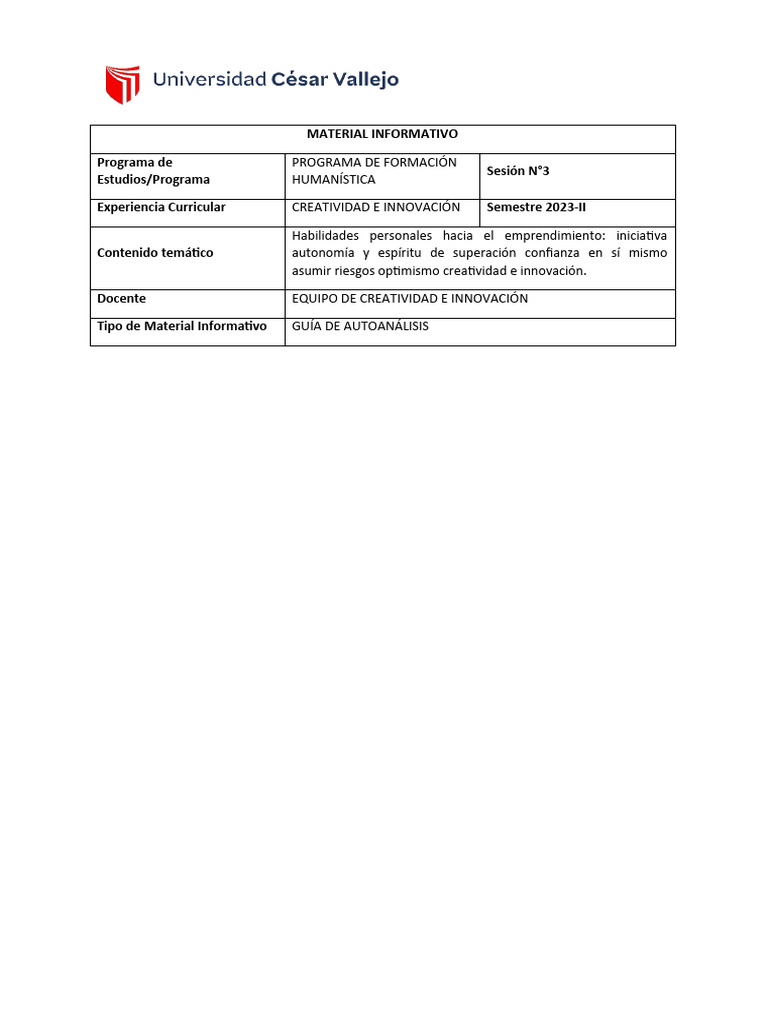 Guía de Autoanalisis 03 | PDF | Creatividad | Modificación de ...