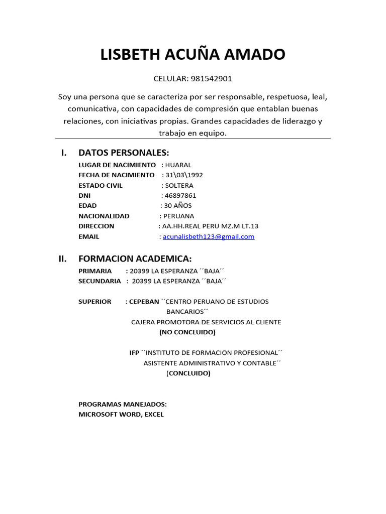 Lisbeth Acuña Amado | PDF