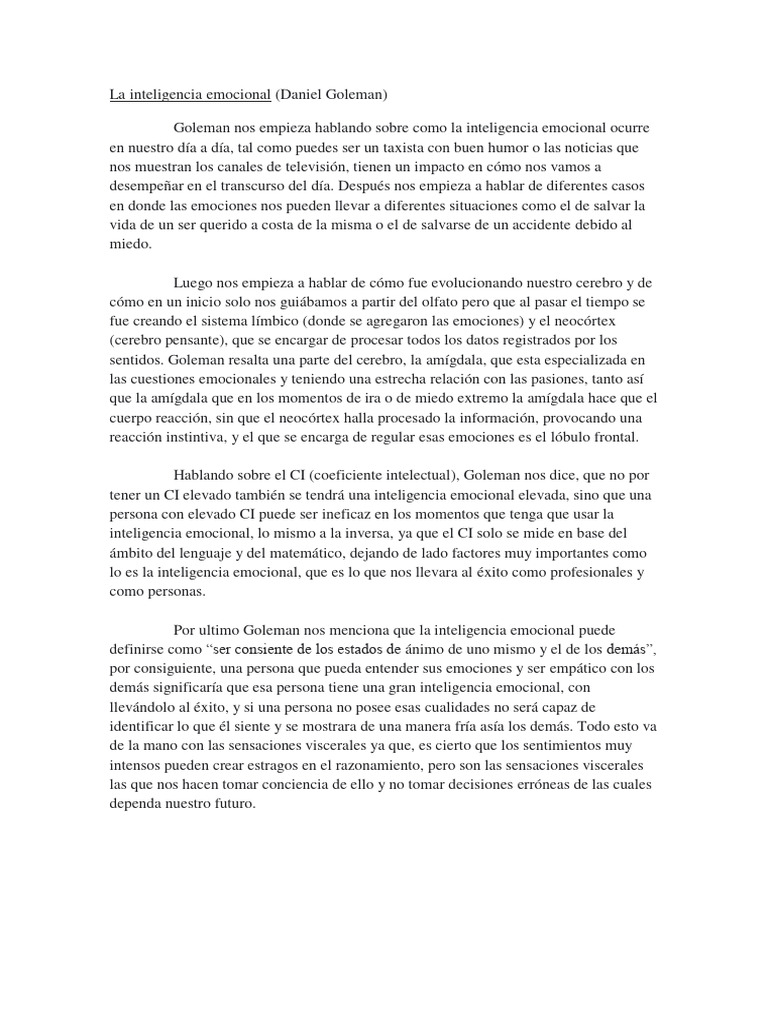 La Inteligencia Emocional (Daniel Goleman) | PDF