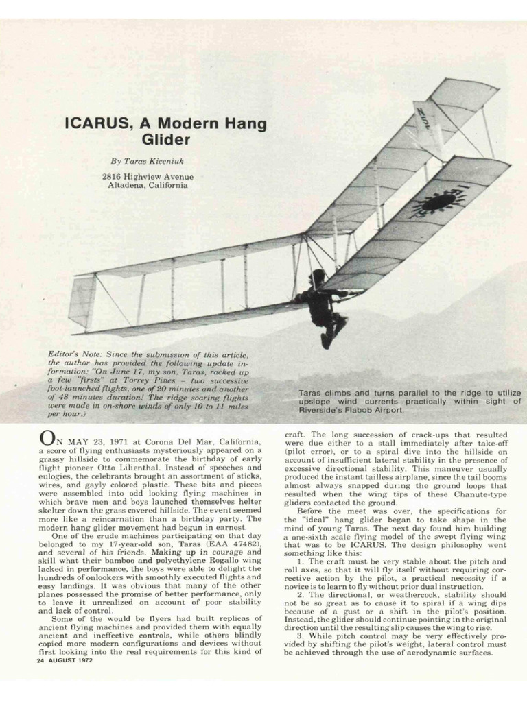 Aug 72 Issue of Sport Aviation Icarus II | PDF